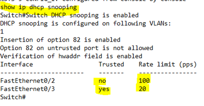 5.7 Configure Layer 2 security features (DHCP snooping, dynamic ARP inspection, and port ...